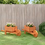Truhlíky Ve Tvaru Kolečka 2 Ks 47 X 15 X 19 Cm Masivní Jedle Světle Hnědá