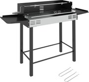 Outsunny gril na dřevěné uhlí pro kempování s grilovací mřížkou a rotisérií, skládací, přenosný, zahradní BBQ, nerezová ocel + kov, černý, 118 x 32 x