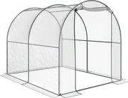 Outsunny Zahradní Tunelový Skleník, Balkonový Skleník pro Rostliny a Zeleninu s PVC Krytem, Rolovacími Dveřmi a Ocelovým Rámem, 2x2,5x2m | Aosom