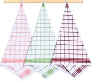 Bellatex Kuchyňské utěrky sada 3 kusů 50x70 cm Kostka Oranžová,Zelená,Vínová
