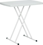 Skládací zahradní stolek Outsunny, nastavitelná výška, plastový balkónový stůl, obdélníkový kávový stolek s nosností 50 kg, 76x50x74H cm pro venkovní