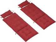 sada 2 polštářů na lehátko Voděodolný polštář na zahradní lehátko 50x116x5 cm, vínově červený