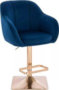 LuxuryForm DESIGN Barová židle AVOLA VELUR na zlaté hranaté podstavě - modrá