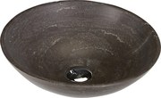 Sapho Sapho, BLOK 1 kamenné umyvadlo průměr 40cm, matný tmavý kámen, 2401-02