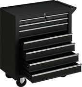 DURHAND Tool Cart with 7 Drawers, EVA Mats, Lock and 2 Keys, Braked Wheels and Handle, Steel for Garage, Black | Aosom