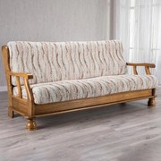 Bielastické potahy OCEANO NOVÉ béžové trojkřeslo s dřevěnými rukojeťmi (š. 150 - 200 cm)