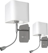 Nástěnné svítidlo Napoli, 1x bílé textilní stínítko + 1xLED 1w, ch