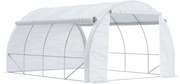 Outsunny Poly Tunnel Skleník 4 x 3 x 2 m Skleník pro vstup s rolovacími kryty Polykarbonátový skleník s uv ochranou Ocelový rám Bílý | Aosom