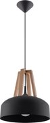 Lustr SOLLUX Casco E27 1x60W bez zdroje SL.0390 přírodní dřevo a ocel černá