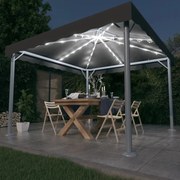 Altán se světelnými LED řetězy 300 x 300 cm antracitový hliník 3070343