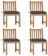 Zahradní židle 4 ks s poduškami masivní teak 3073103
