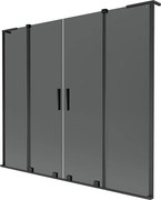 Mexen Velar L Duo, 2-křídlová posuvná vanová zástěna 200 x 150 cm, 8mm šedé sklo, černá matná, 896-180-003-42-70
