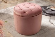 Kulatý taburet Umea s úložným prostorem samet růžová 50cm