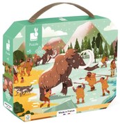 Janod Panoramatické puzzle v kufříku Prehistorické 100 ks