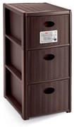 STEFANPLAST Úložný plastový regál Elegance Slim, 3 zásuvky, hnědý