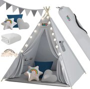 Deuba Dětský stan Teepee 160x130x130cm - šedý