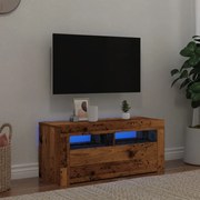 TV stolek s LED old wood 90 x 35 x 40 cm kompozitní dřevo