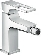 Hansgrohe Metropol, bidetová baterie s třmenovou pákou a odtokovou soupravou Push-Open, chromová, HAN-74520000