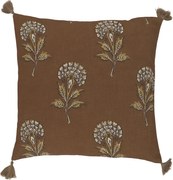 Hnědý povlak na polštář s květinovým vzorem a střapci Aix Quilt - 50*50 cm