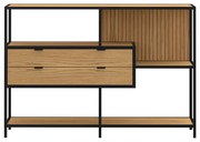 Knihovna v černé a přírodní barvě v dekoru dubu 114x78x35 cm Seaford – Actona