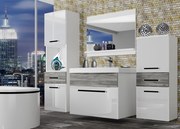 Koupelnový nábytek Belini bílý lesk / šedý antracit Glamour Wood + umyvadlo + zrcadlo  ROD PM 5/0/W/WGW1/0/ZW