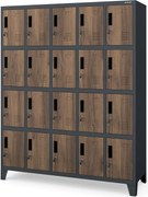 Skříň s 20 uzamykatelnými boxy, antracit/ořech, 1360x1720x450 mm: ROBERT Eco Design