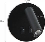 Immax GOAL 2 Vypínače, designové nástěnné LED 6W svítidlo, ČERNÉ