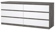 Komoda Simplicity 154 x 50 x 70 cm, šedá / bílý lesk
