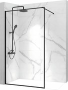 Rea - Bler sprchová zástěna 80x195cm, 8mm sklo, čiré sklo/černý profil, REA-K7637
