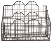 Hnědý antik kovový držák na dopisy a noviny - 27*12*22 cm
