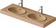 Duravit Balcoon - Dvojumyvadlo 130x48 cm, s přepadem, 2 otvory pro baterii, s výpustí, DuraShield, terra 241213AM00
