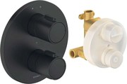 Duravit - Termostatická baterie pod omítku, pro 2 spotřebiče, s tělesem, matná černá TH4200008046