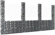 Gabionový koš ve tvaru U se 4 sloupky železo 380 x 20 x 200 cm 151291