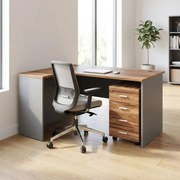 Sestava kancelářského nábytku SimpleOffice 2, 140 cm, levá, ořech vlašský / šedá