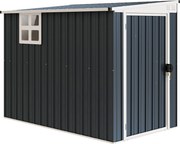 Outsunny Kovová Kůlna na Nářadí 2.7m² 128x231x181cm Se Šikmou Střechou, Okno, Zámek, Voděodolná Exteriérová Kůlna pro Zahradní Prostor Tmavě Šedá