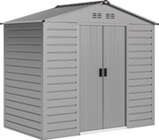 Outsunny Kůlna na nářadí z pozinkované oceli 2,43 m² 213x131x192 cm Snadná montáž zahradní kůlna s šikmou střechou, zamykatelné posuvné dveře, odolný