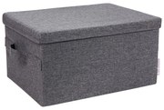 Šedý látkový úložný box s víkem 40x30x22 cm Soft Storage – Bigso