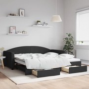 Válenda s přistýlkou a zásuvkami černá 100 x 200 cm textil 3197231