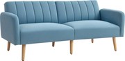 HOMCOM Moderní pohovka na spaní pro 2 osoby 173x75x73 cm Skládací pohovka s potahem z polyesterového lnu a 3-úrovňovým nastavitelným opěradlem a odním