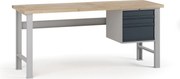 Dílenský pracovní stůl G7, buková spárovka, 2000 x 800 x 840 mm, 1x kontejner, 3 zásuvky, grafit