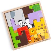 Bigjigs Toys Dřevěné kostky puzzle se zvířátky safari