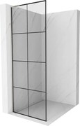 Mexen Kioto L, sprchová zástěna Walk-In 70 x 200 cm, 8mm čiré sklo černý vzor, broušená ocel profil, 800-070-103-97-77