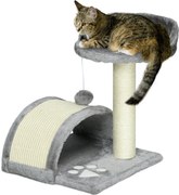 PawHut Malý Kočičí Škrabací Strom Výška 46 cm 2-Level Kočičí Strom s Škrabacím Sloupkem, Platfromami a Houpacím Míčkem 35,5x37x46 cm Šedá | Aosom