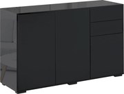 HOMCOM Buffet Skříň s Úložným Prostorem a 2 Zásuvkami, 3 Dveřmi, Nastavitelnou Policí, Dřevotřísková Deska, 117 x 36 x 74 cm Černá | Aosom