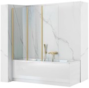 Trojdílná vanová zástěna REA AGAT-3 120 cm, zlatá kartáčovaná/transparent
