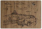 Li-Go "Škoda MB" světelný obraz 230V 100x70cm provedení povrchu: dub světlý