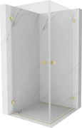 Mexen Lunar-B Duo, výklopný sprchový kout 70 x 70 cm, 8mm čiré sklo, zlatý matný profil, 832-070L-070P-55-00