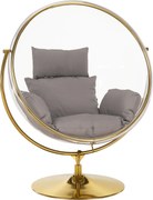 Závěsné křeslo se stojanem, transparentní/zlatá/šedá, BUBBLE NEW TYP 2