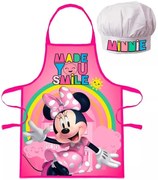Dětská / dívčí zástěra s kuchařskou čepicí Minnie Mouse - Disney - motiv s duhou - pro děti 3 - 8 let