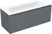 Mexen Rivel, koupelnová skříňka 120 cm s umyvadlem Vela, 1 zásuvka, drážkovaná, grafitová matná/bílá matná, 91A20-12047-1-BF66-W23M0